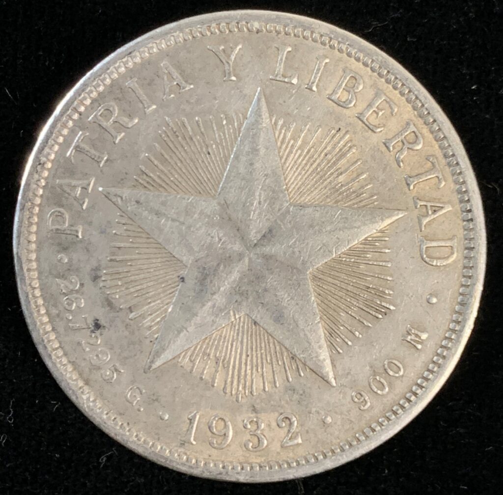 1932 Cuba Star Peso AU Rim File - Coinacopia