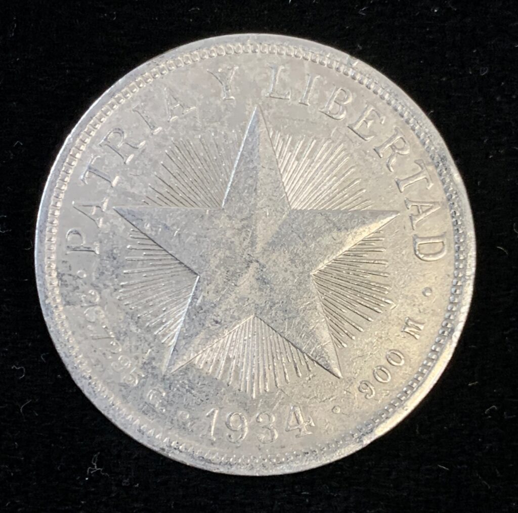 1934 Cuba Star Peso AU - COINACOPIA