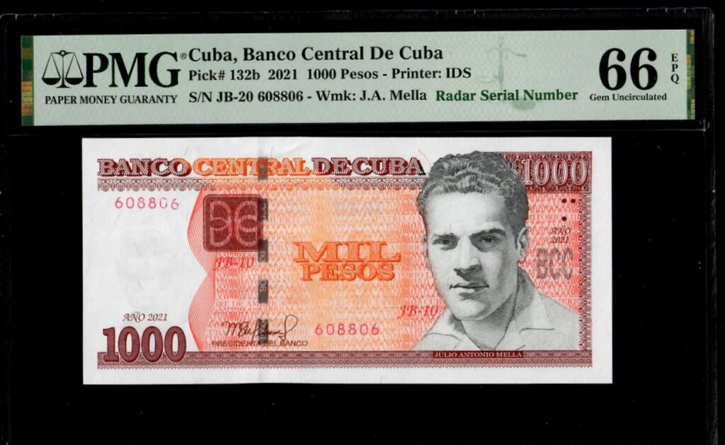 2021 Cuba 1000 Pesos Radar PMG 66 EPQ UNC - COINACOPIA
