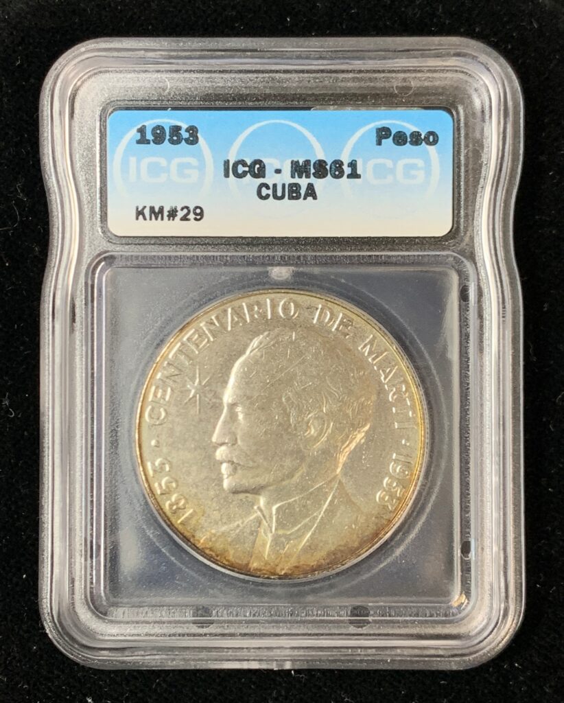 1953 Cuba Marti Peso ICG-MS61 KM#29 - Coinacopia
