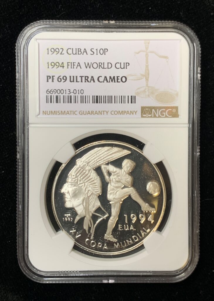 1992 Cuba 10 Pesos '94 FIFA World Cup NGC PF69 UC - Coinacopia